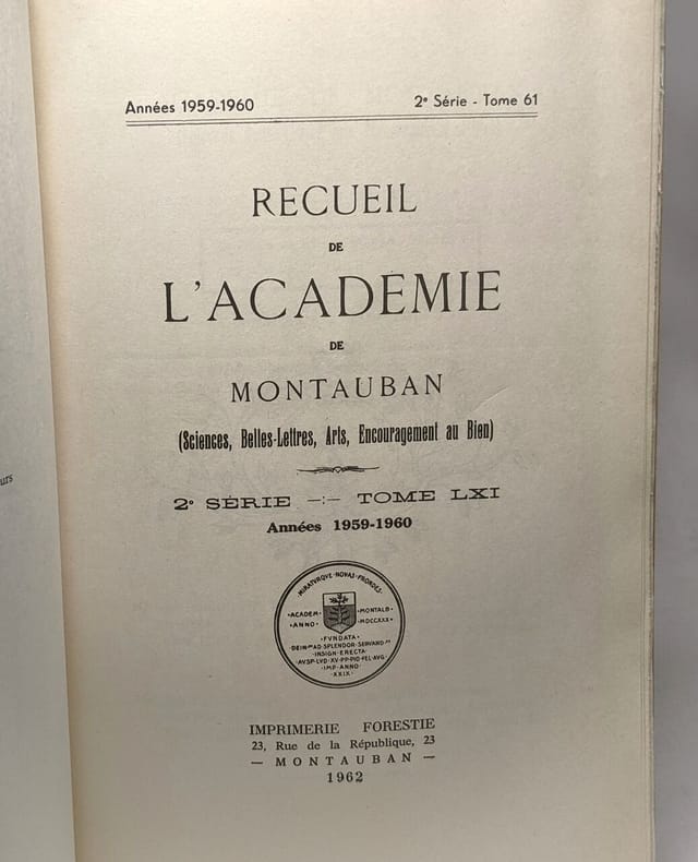 Collectif - Recueil de l'académie de Montauban (sciences belles-lettres ...