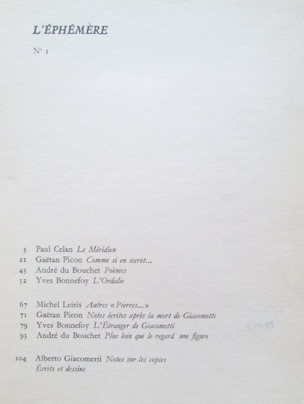 L'Ephémère (Revue) - MAEGHT - Yves Bonnefoy, André du Bouchet, Louis-Re ...