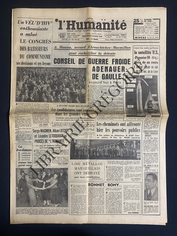L'HUMANITE-N°4510-MERCREDI 4 MARS 1959 - Livre Rare Book
