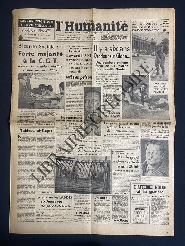 L'HUMANITE-N°1792-VENDREDI 9 JUIN 1950 - Livre Rare Book