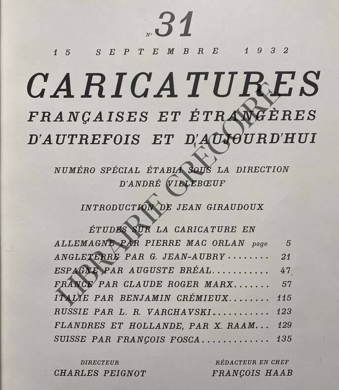 ARTS ET METIERS GRAPHIQUES-N°31-15 SEPTEMBRE 1932-CARICATURES