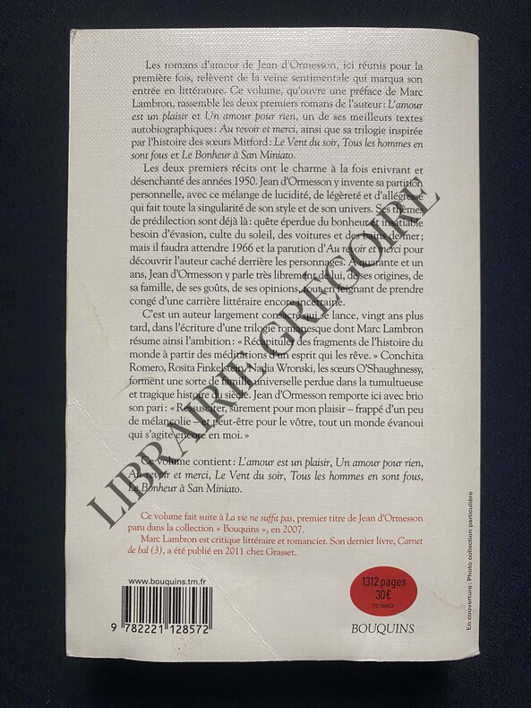 JEAN D'ORMESSON - LES VERTIGES DU BONHEUR, PAR MARC LAMBRON-L'AMOUR EST ...