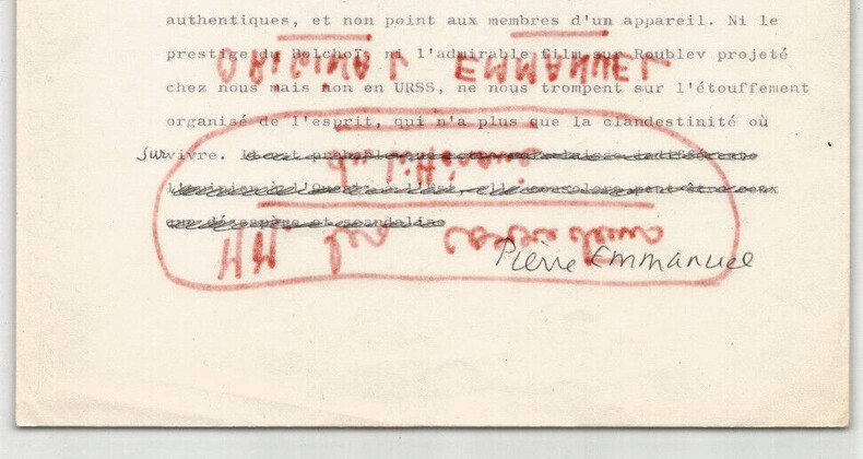 Pierre EMMANUEL - Pierre EMMANUEL - Tapuscrit corrigé et signé - URSS