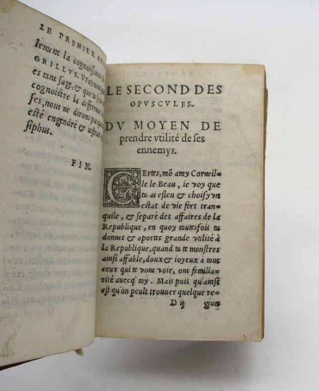 PLUTARQUE - Cinq opuscules de Plutarque Chéronée, traduitz par maistre ...